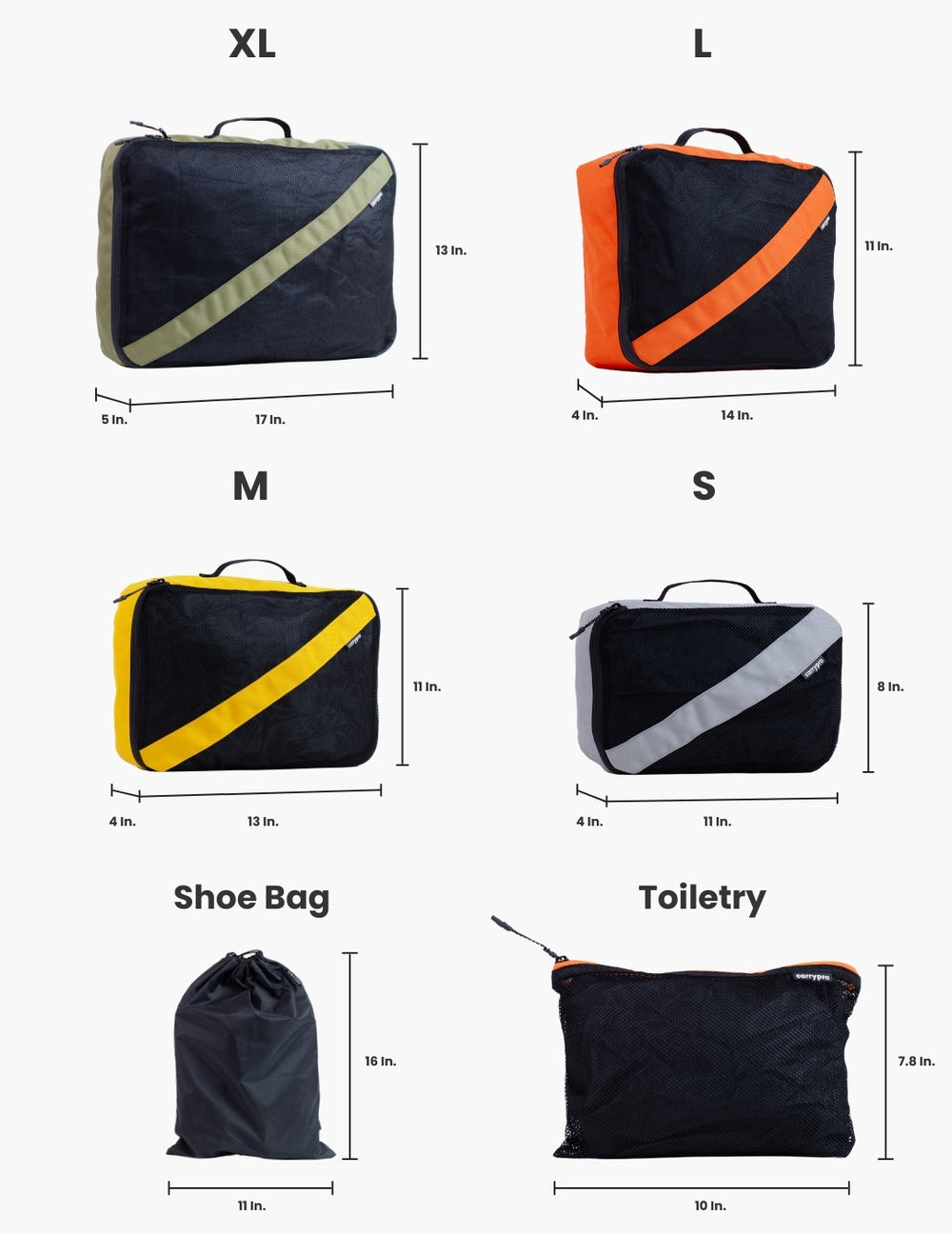 The Pro Packing Cubes for Travel Organiser (Set of 6)