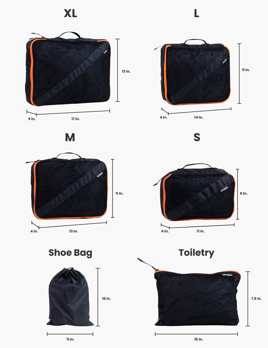 The Pro Packing Cubes for Travel Organiser (Set of 6)